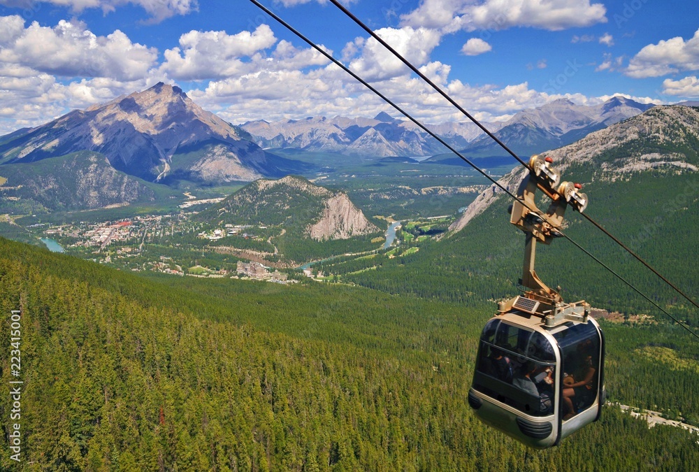 Sulphur Mountain Gondola cable car in Banff National Park in the ...