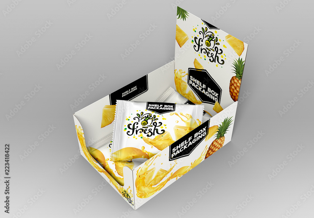 Cardboard Shelf Box Mockup with Product Stock Template | Adobe Stock