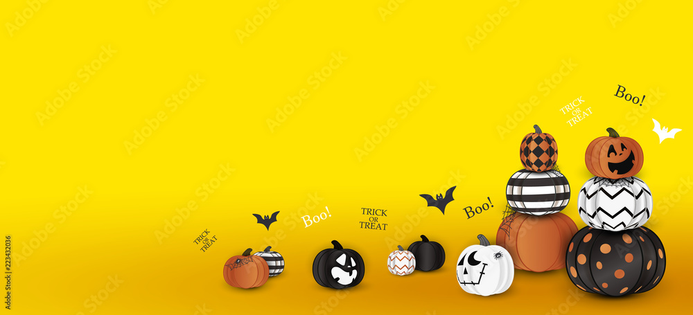 Happy Halloween. Trick or treat. Boo. Holiday concept with ghost orange ...
