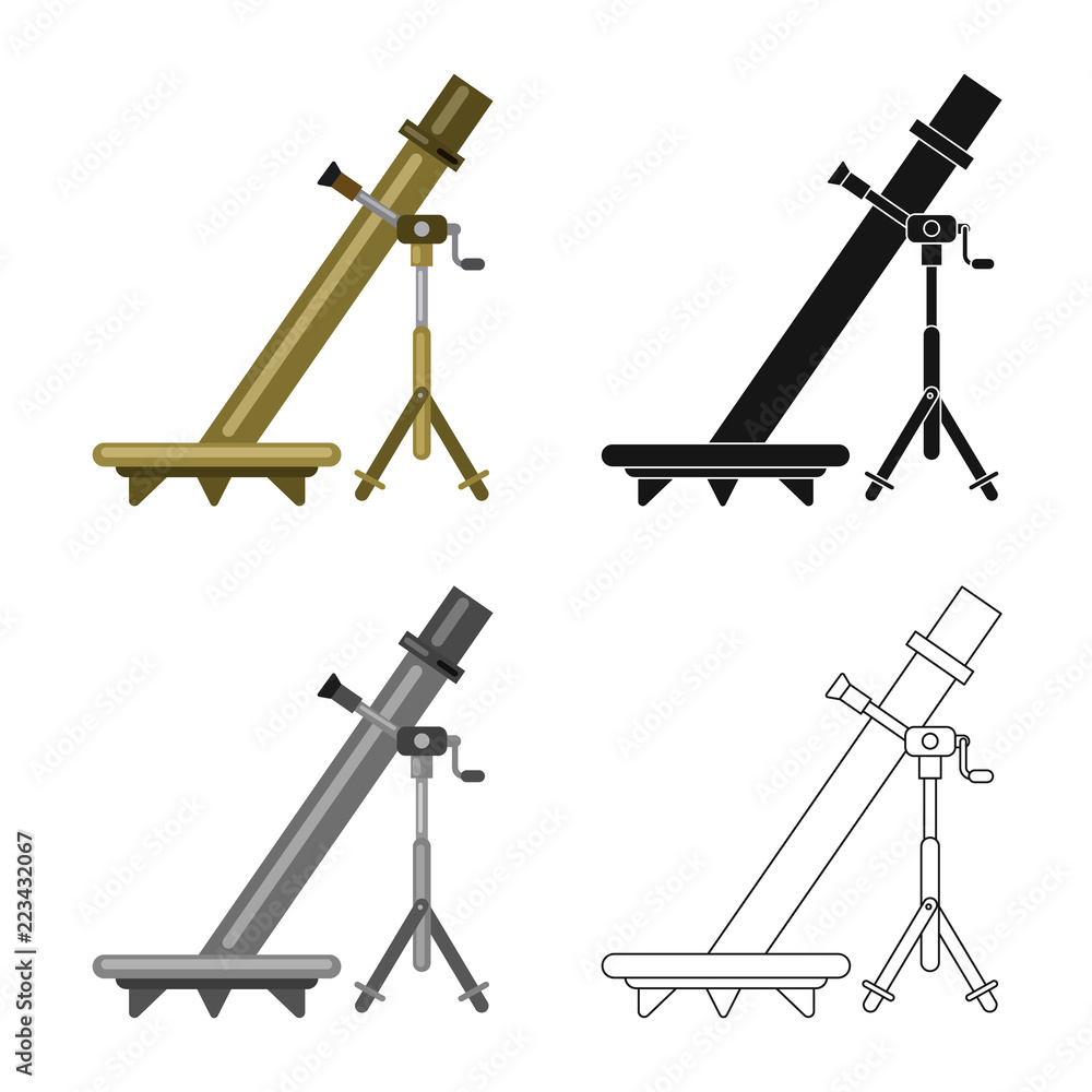 Vector illustration of weapon and gun symbol. Collection of weapon and ...