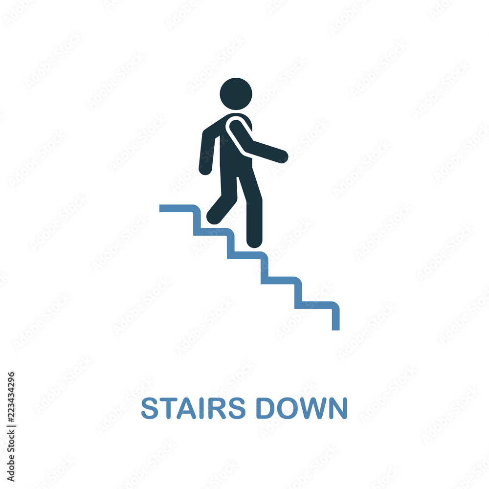 Stairs Down icon. Monochrome style design from shopping center sign ...