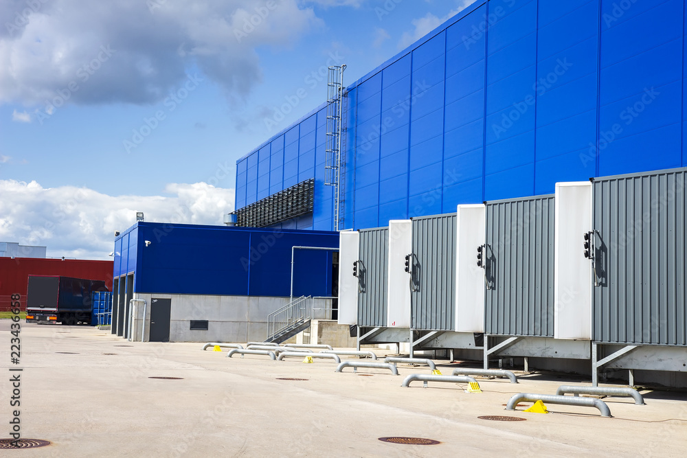 modern logistics center. Loading dock at a warehouse. docking stations ...