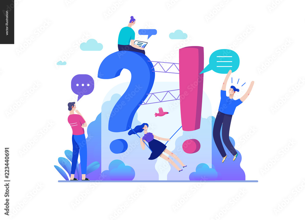 Business, color 2- FAQ -modern flat vector concept illustration of Frequently asked questions ...