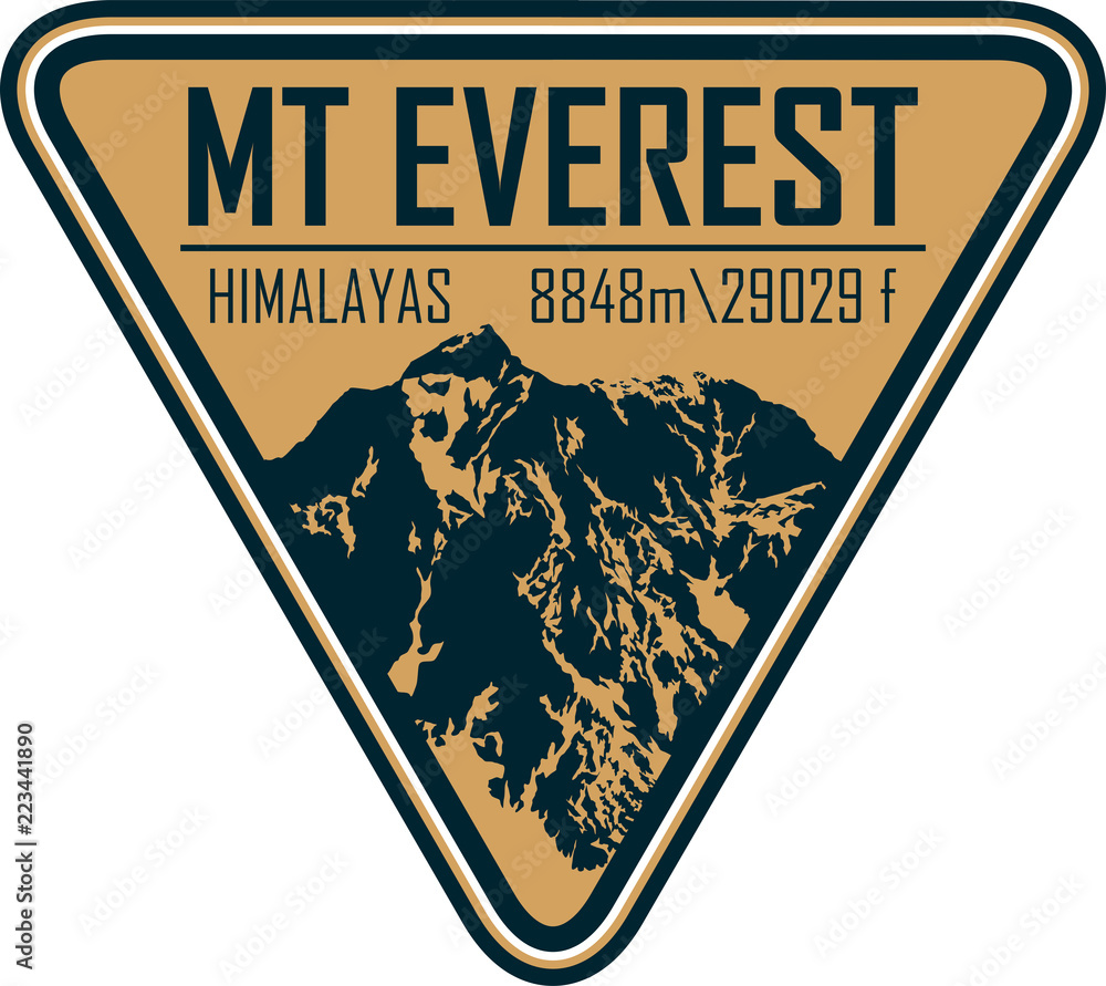 Vector Everest mountain logo. Emblem with highest peack in world ...