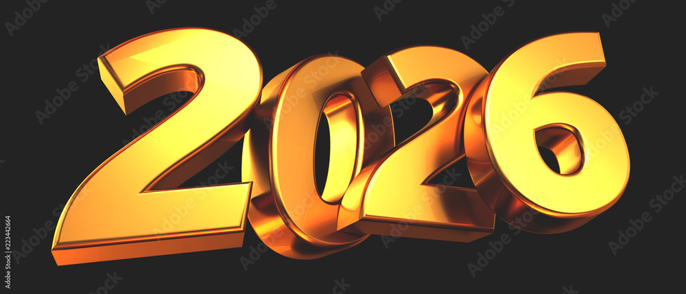 2026 bold letters isolated new year sylvester concept 3d-illustration ...