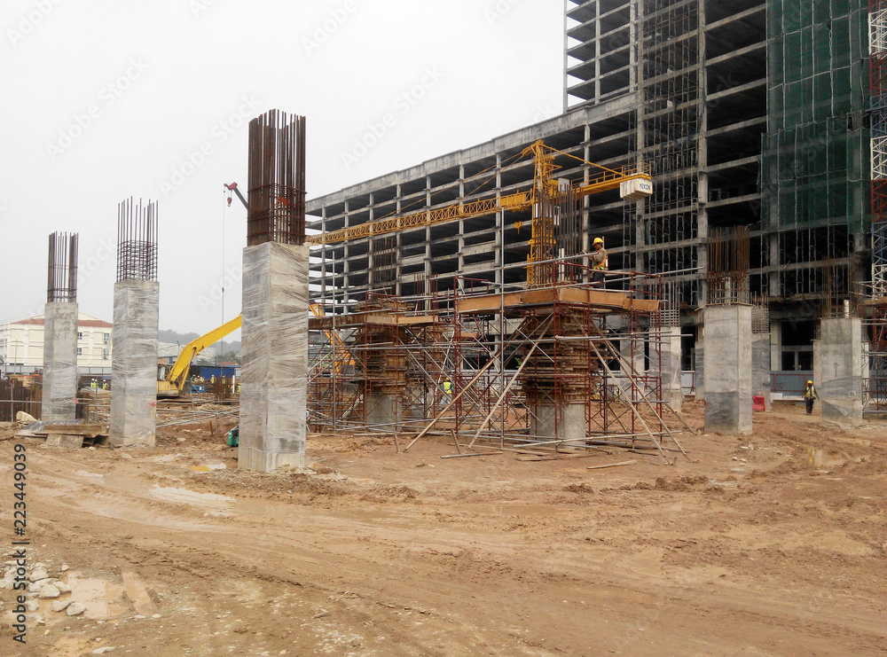 Foto de Reinforcement concrete column as part of building structure at ...