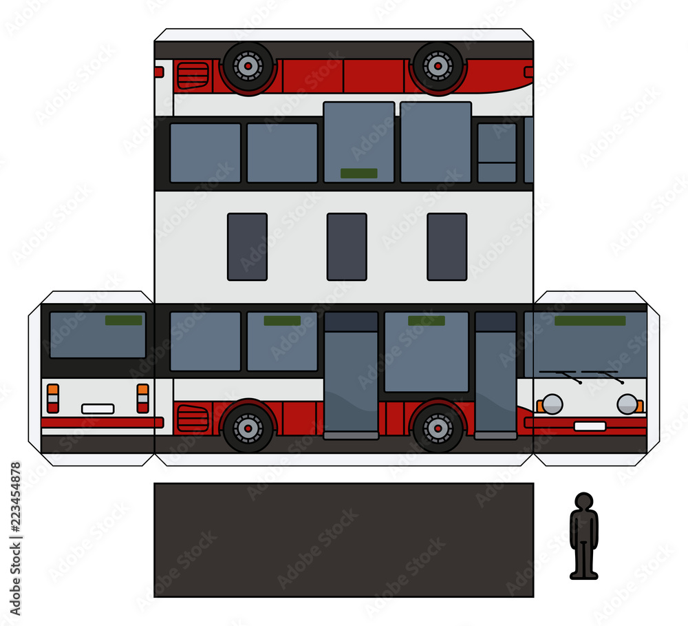 The simple vector paper model of a small city bus Stock Vector | Adobe ...