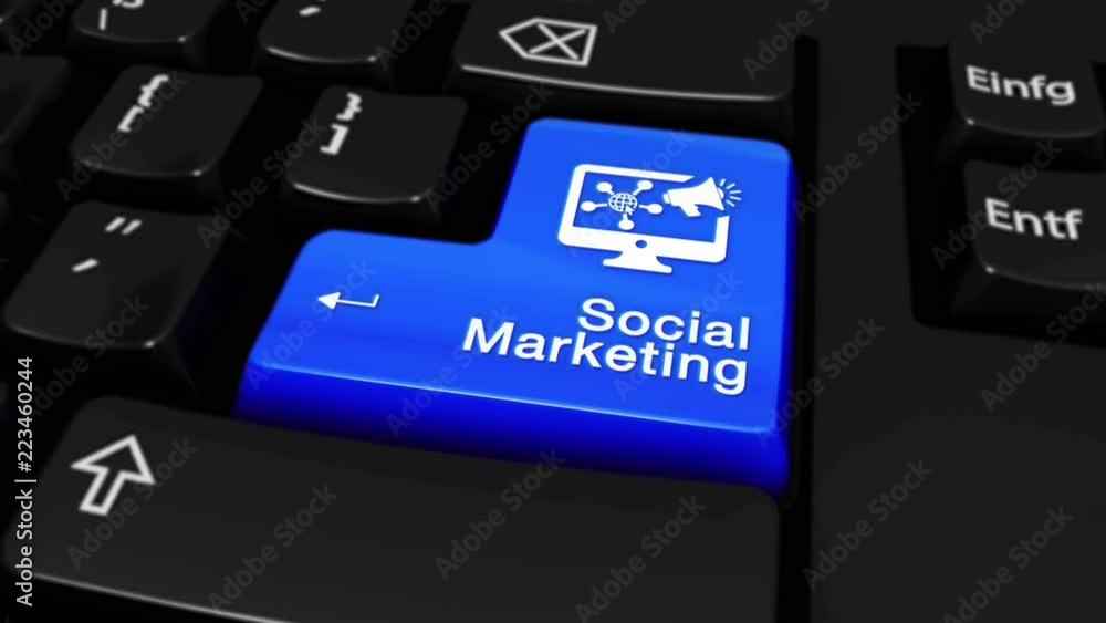 144. Social Marketing Round Motion On Blue Enter Button On Modern ...