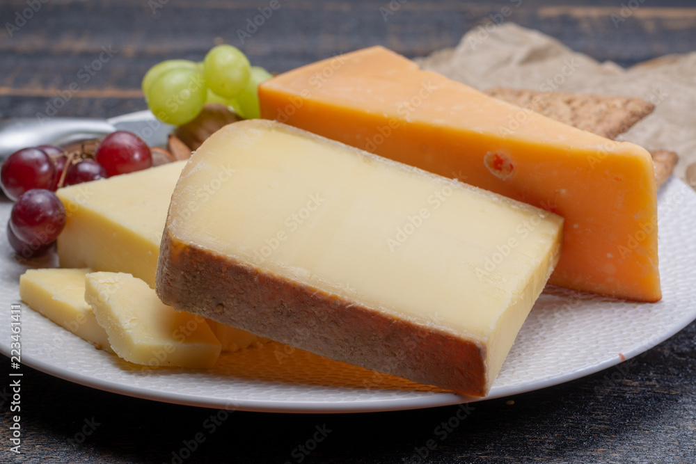 Aged English cheddar and old Dutch cheese, the most popular type of ...