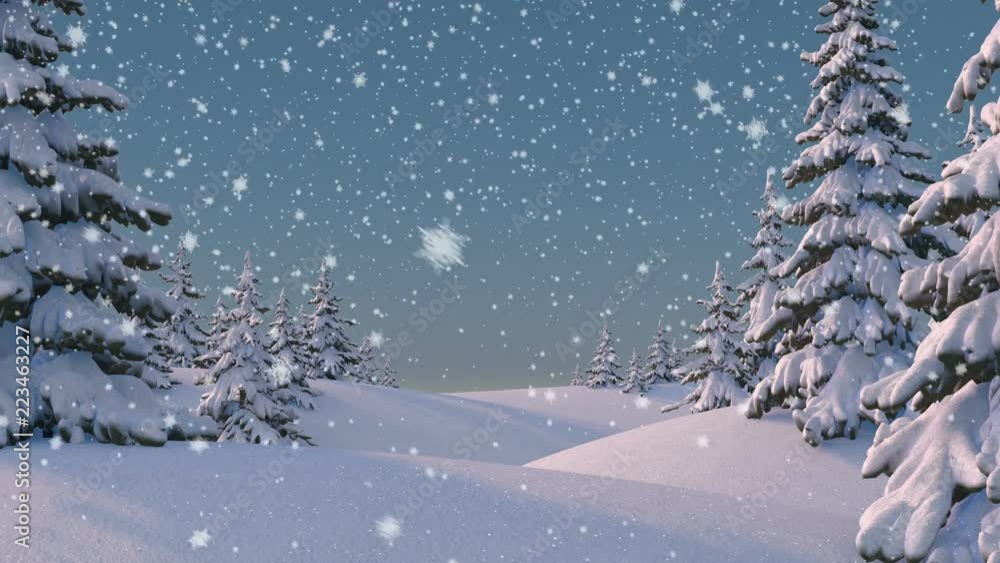 Beautifull Winter Background. Seamless looping 3d animation, 4K. Look ...