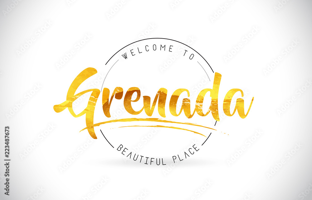 Grenada Welcome To Word Text with Handwritten Font and Golden Texture ...