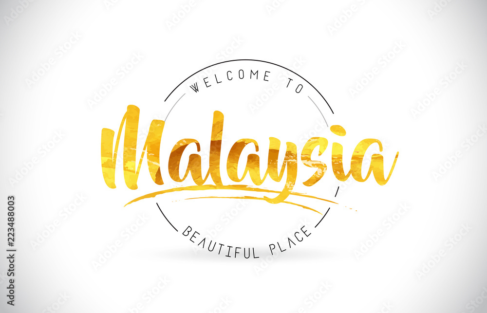 Malaysia Welcome To Word Text with Handwritten Font and Golden Texture ...