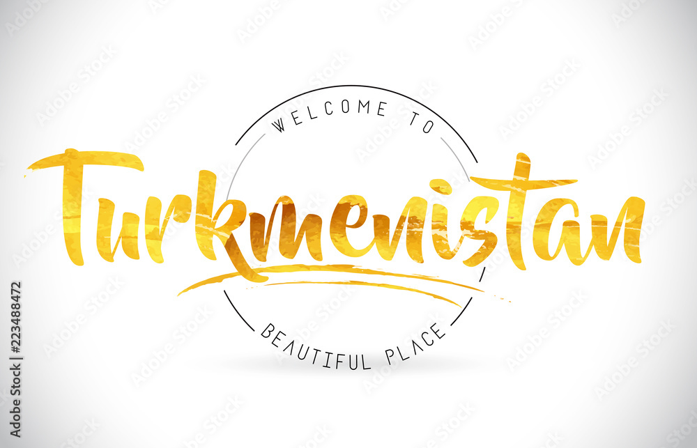 Stockvector Turkmenistan Welcome To Word Text with Handwritten Font and ...