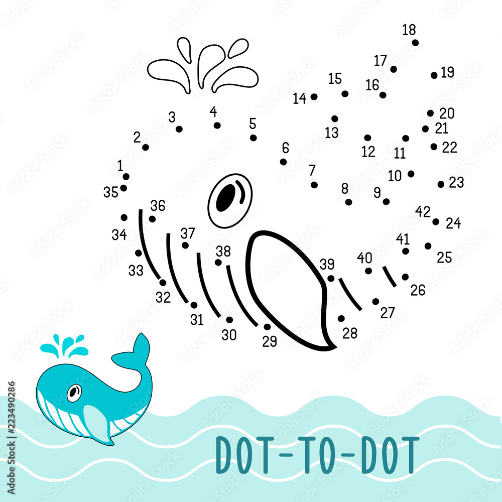 dot to dot game number connect dots whale Stock Vector | Adobe Stock