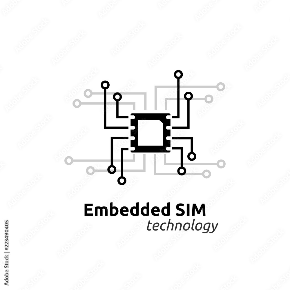 eSIM Embedded SIM card network icon symbol concept. new chip mobile ...