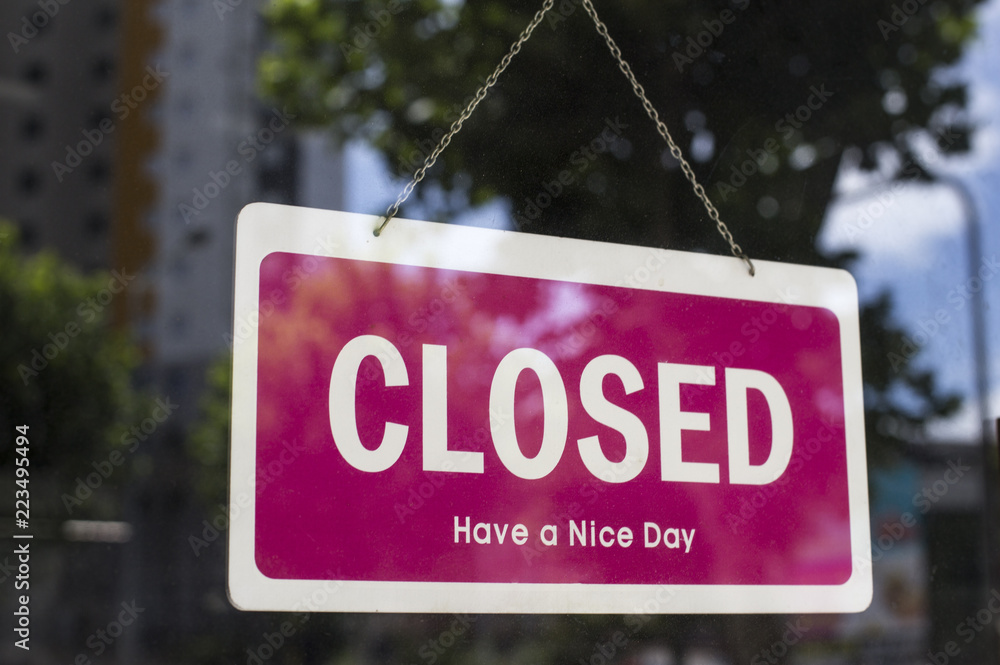 Vintage looking Closed sign with reflections. Stock Photo | Adobe Stock