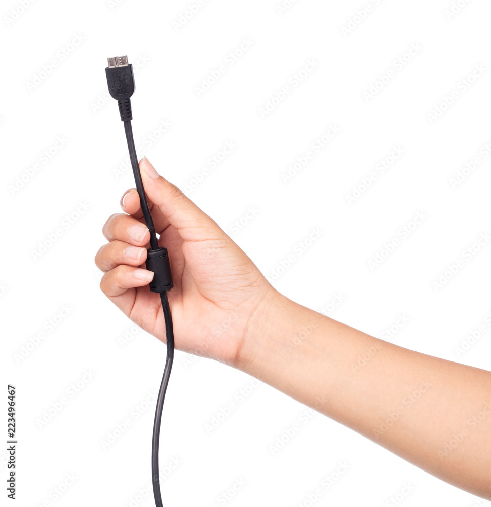 hand holding USB and USB3.0 Connector isolated on white background ...