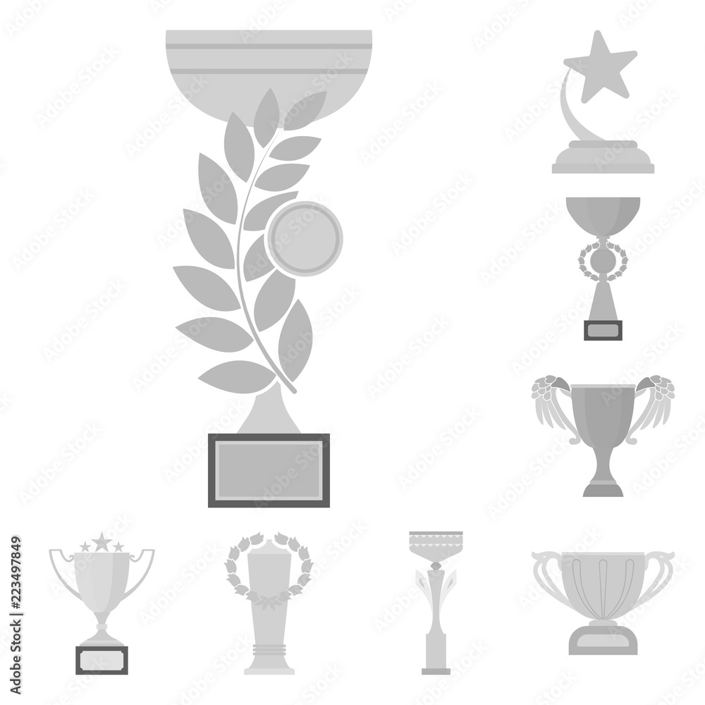 Gold Cup monochrome icons in set collection for design. Winners Cup ...