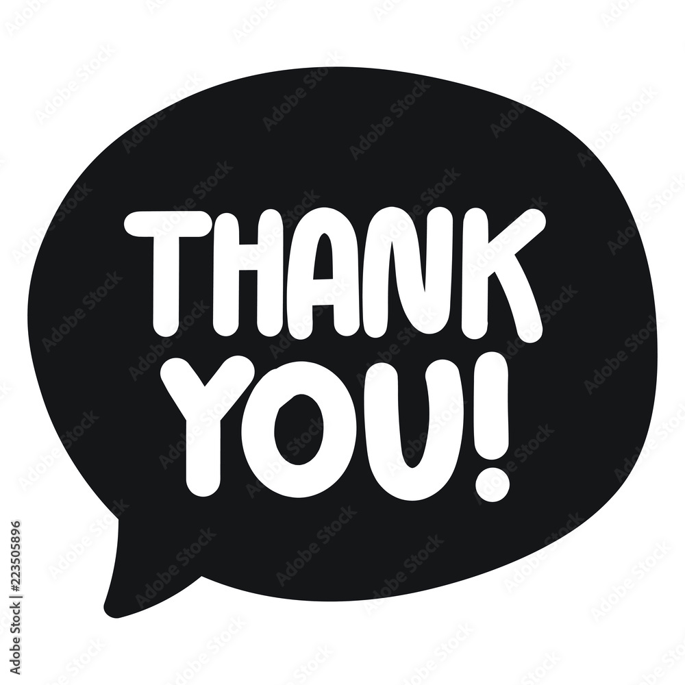 Thank you! Vector hand drawn speech bubble on white background. Stock ...