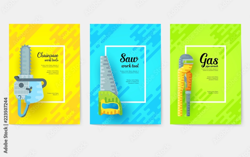 different construction company brochure cards. Working tools template ...