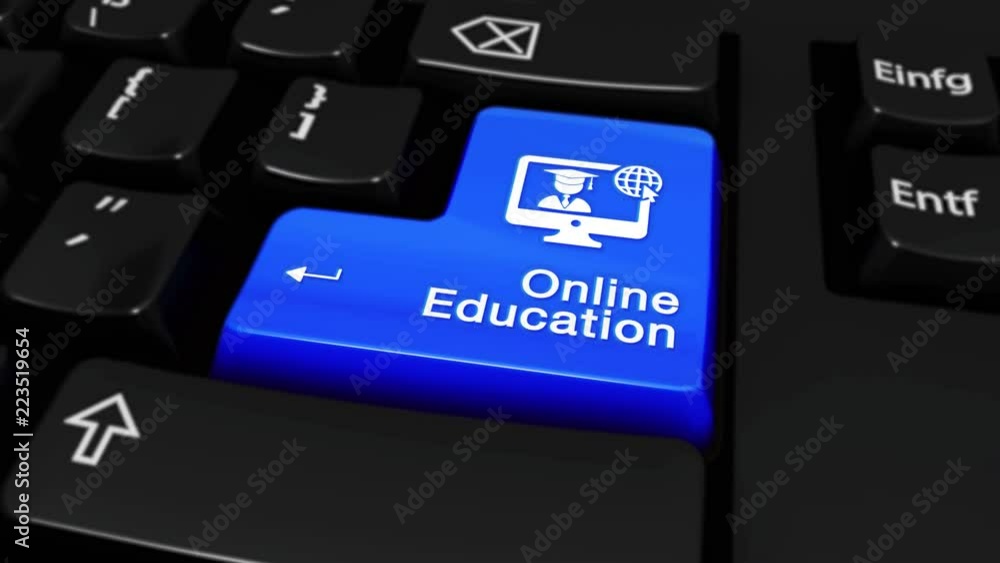 216. Online Education Round Motion On Blue Enter Button On Modern Computer Keyboard with Text ...