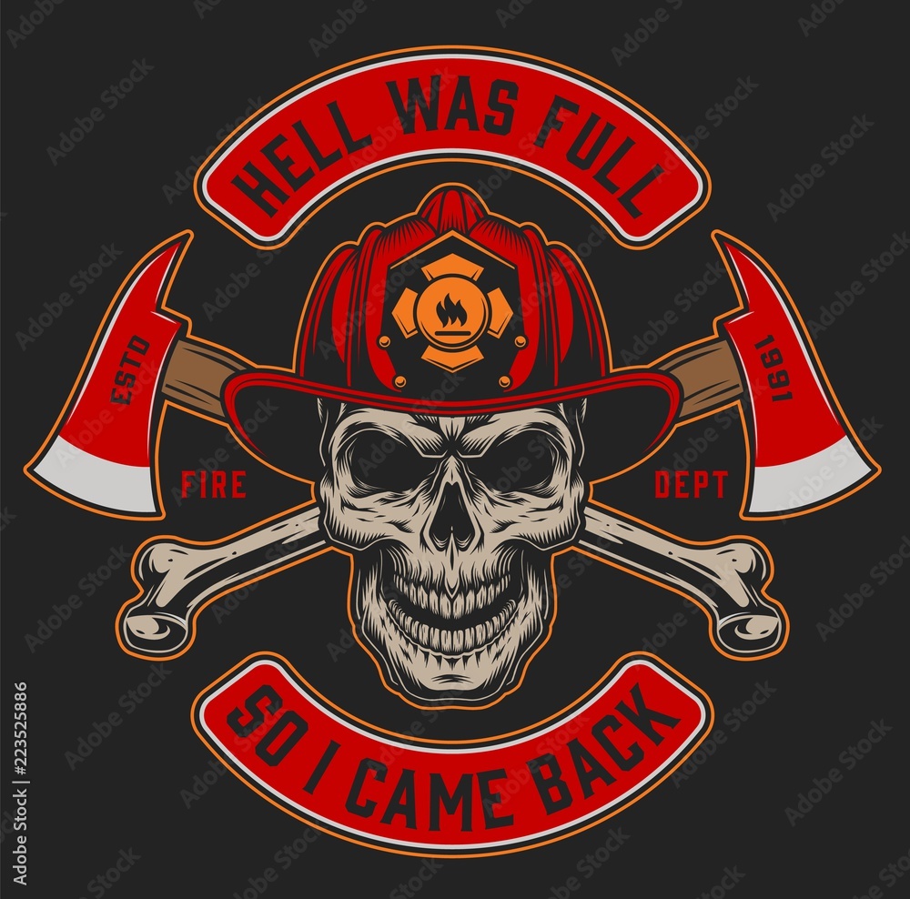 Vintage fireman logo colorful template Stock Vector | Adobe Stock