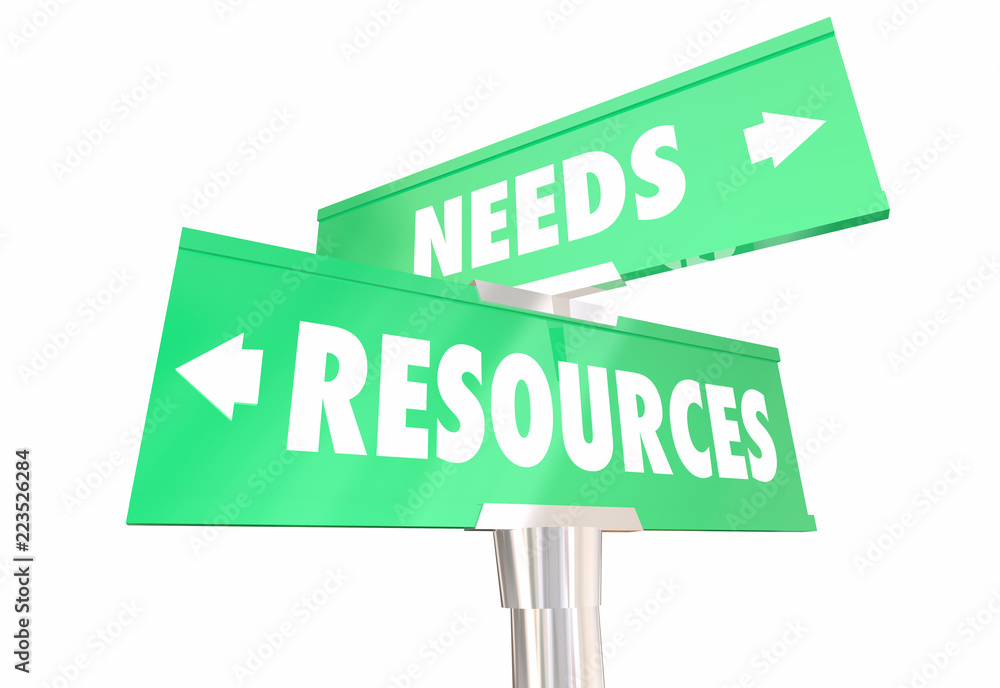 Needs Vs Resources Meeting Requirements 2 Two Way Road Signs 3d ...