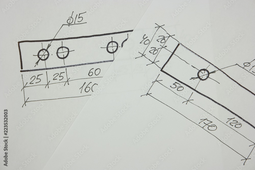 Sketch of a detail, executed freehand drawing, designing Stock Photo ...