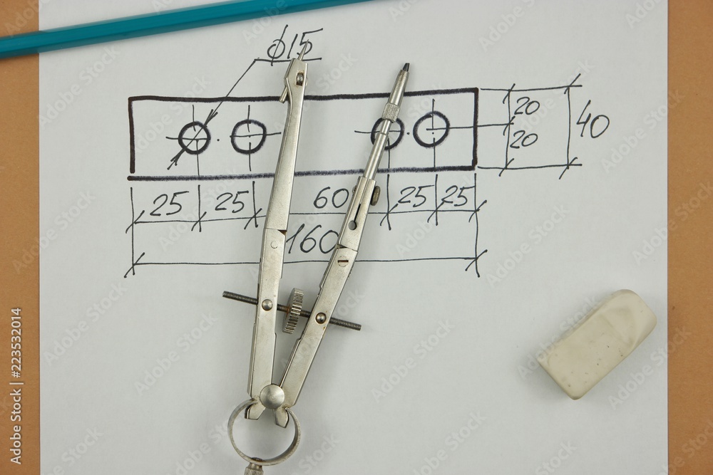 Sketch of a detail, executed freehand drawing, designing Stock Photo ...