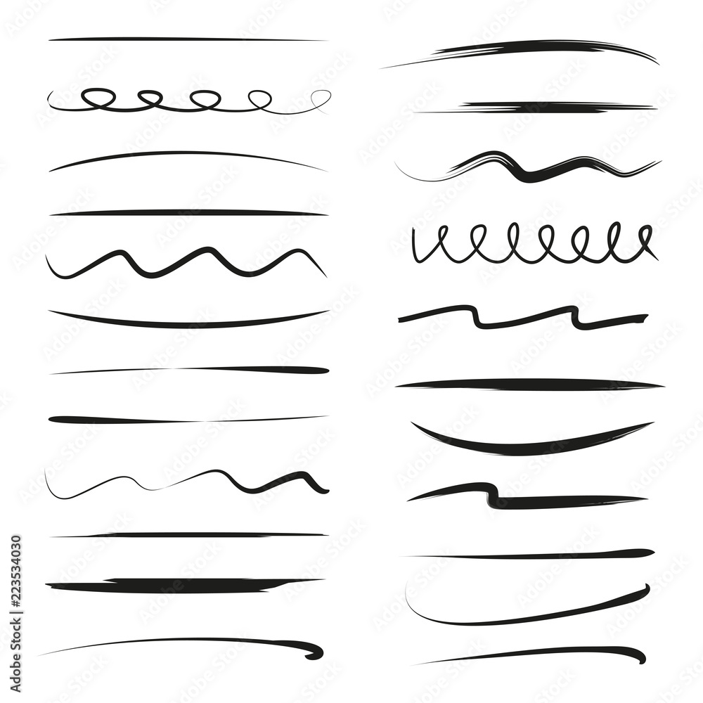 underline set, brush lines Stock Vector | Adobe Stock