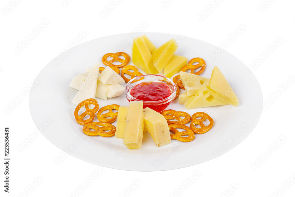 Snack to wine, sweet, a set of cheeses, jam, sweet, salty cookies ...