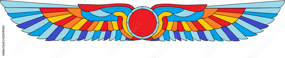 egyptian wings mythology stained glass Stock Illustration | Adobe Stock