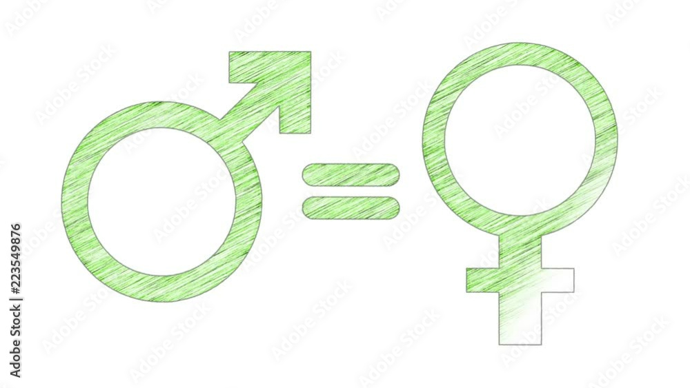 Animation of the gender equality symbol in the sketch style with alpha ...