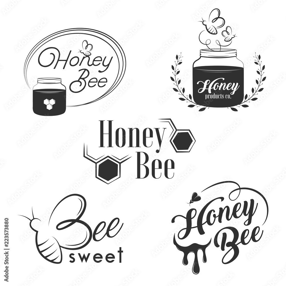 Honey vintage logo set Stock Vector | Adobe Stock