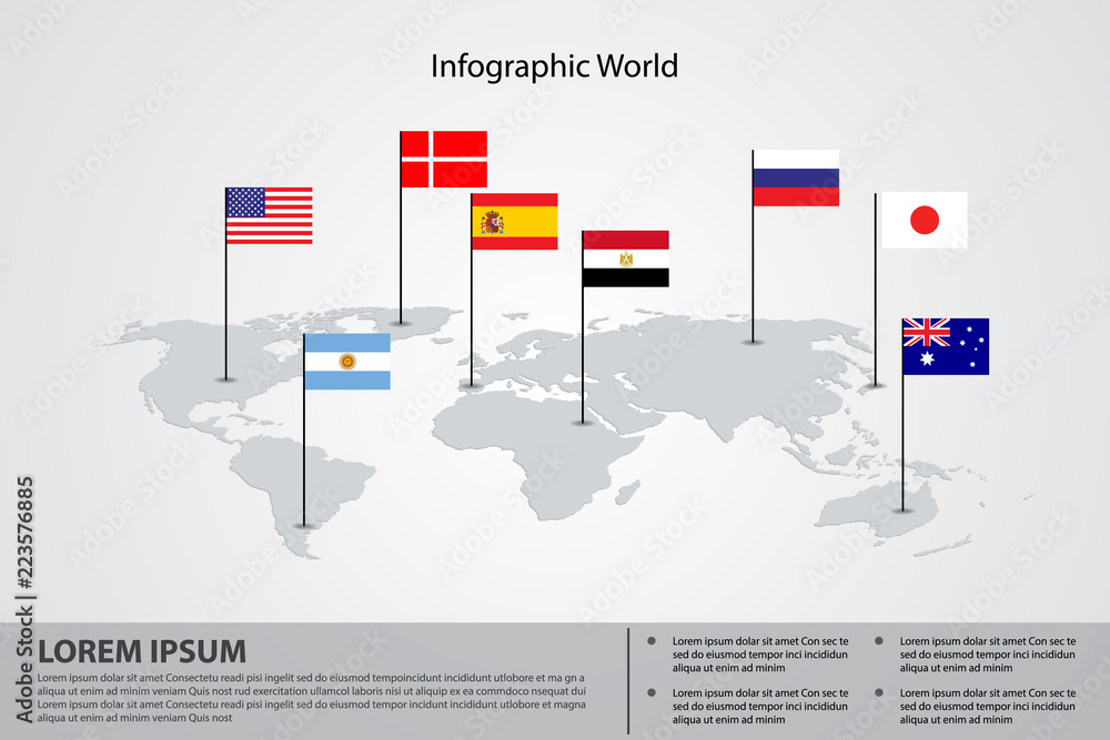 infographic country world map, international world flags Stock Vector ...