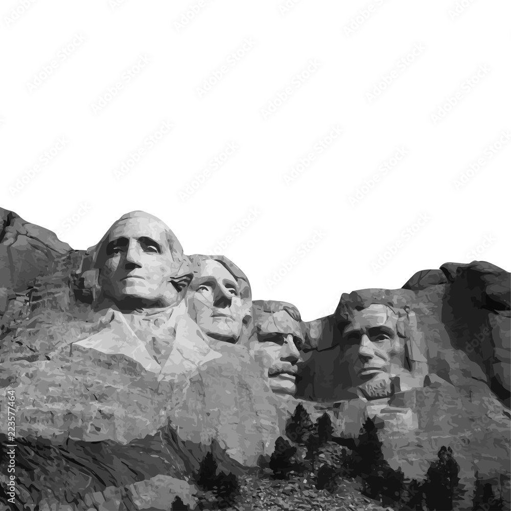 Mount Rushmore Nation Memorial South Dakota Vector Presidents Landmark ...