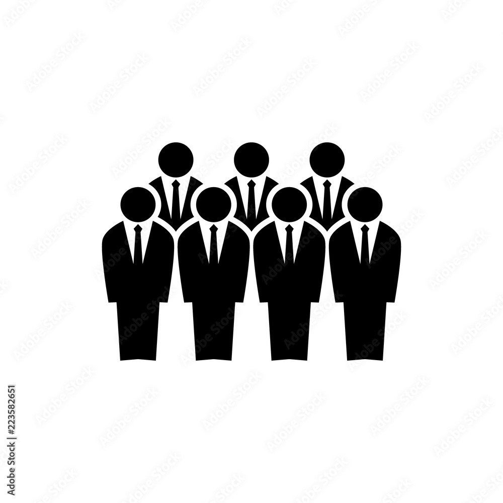 Team of employees concept icon. Businessmen in suit group black ...