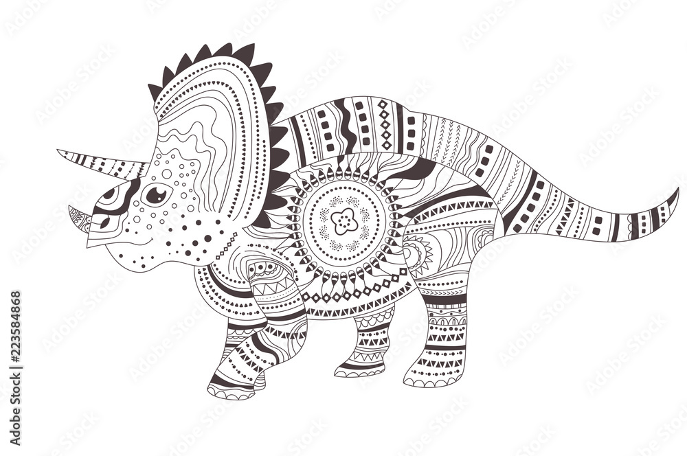 Dinosaur. Coloring page. Vector. Cartoon. Isolated art Stock Vector ...