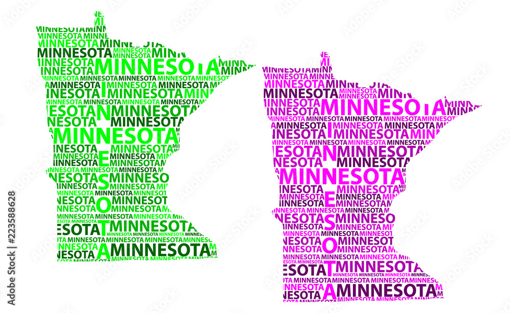 Sketch Minnesota (United States of America) letter text map, Minnesota ...