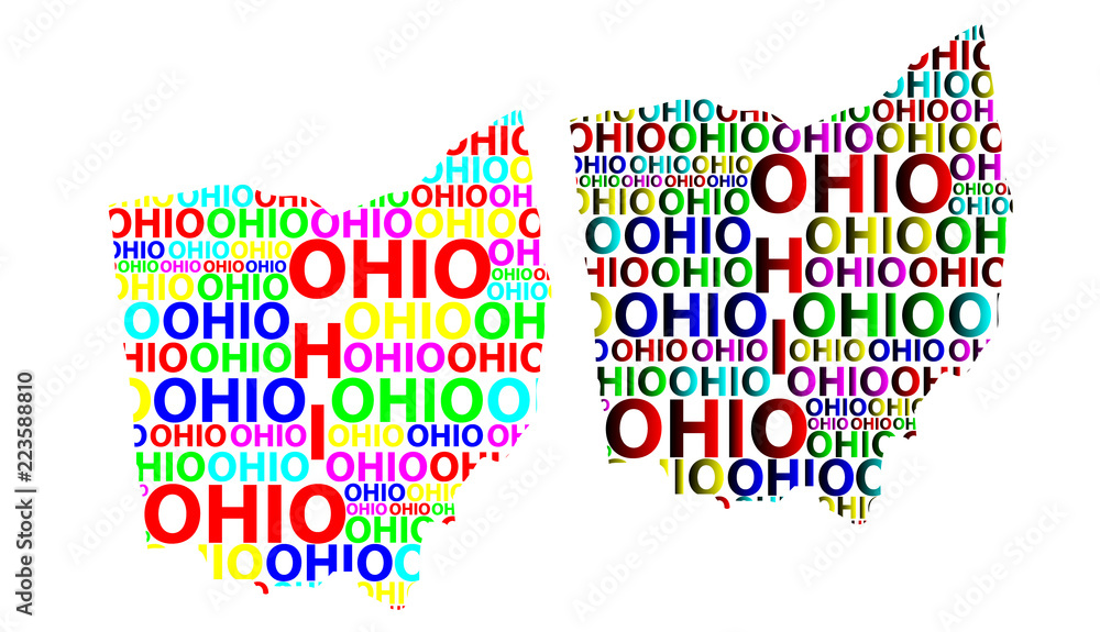 Sketch Ohio (United States of America) letter text map, Ohio map - in ...
