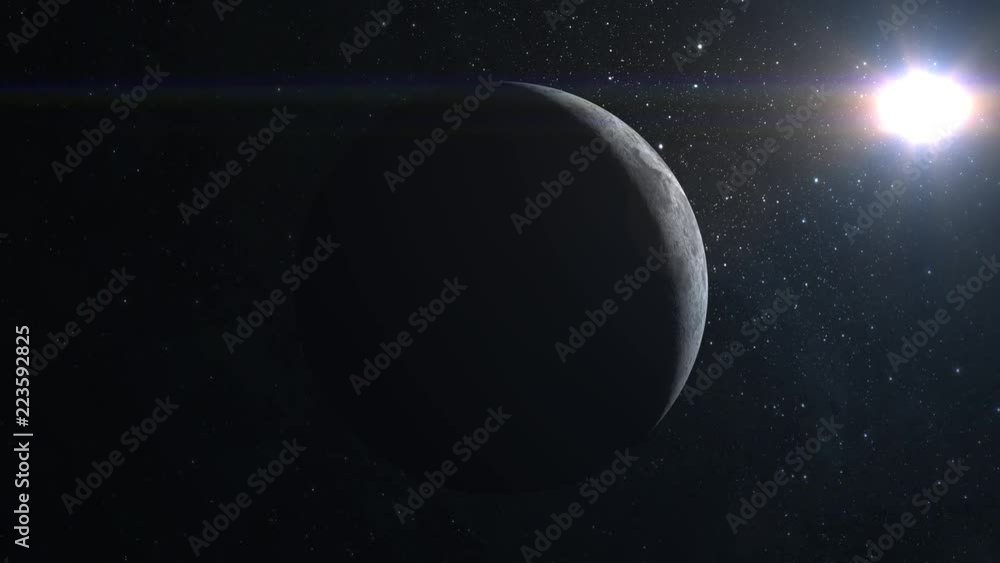 Moon. A small part of the moon is illuminated by the sun. View from ...