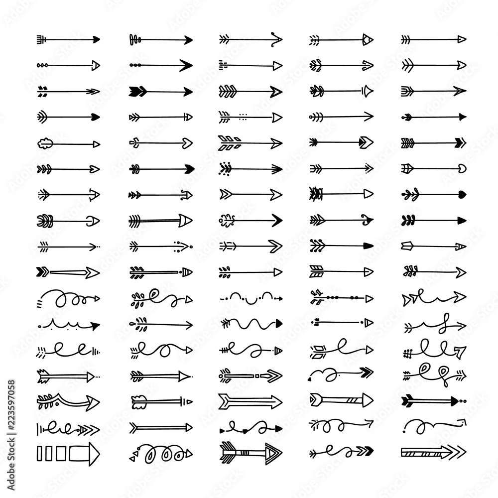 set of different arrows symbols on white background, vector ...