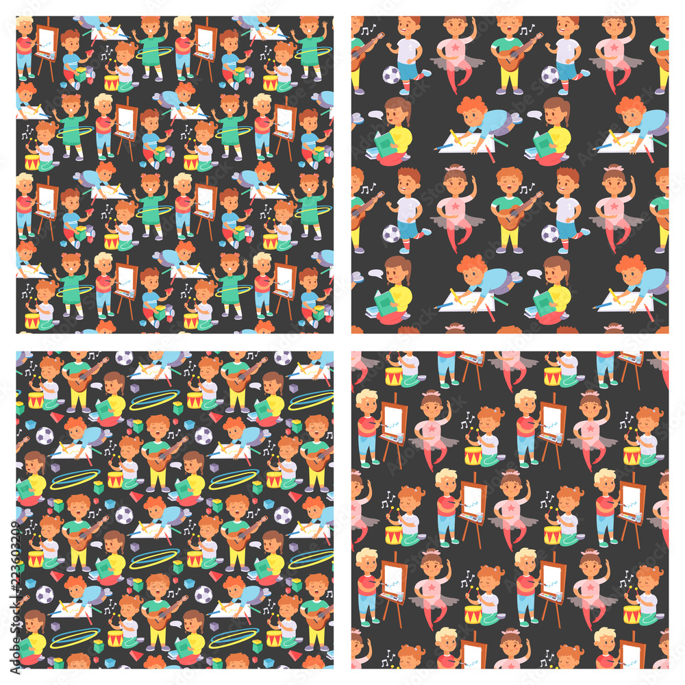 Children playing vector different types of home games little kids play ...