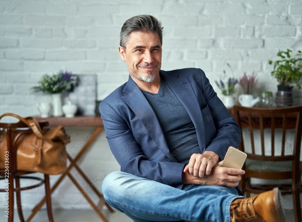 Portrait of older white man smiling Stock Photo | Adobe Stock