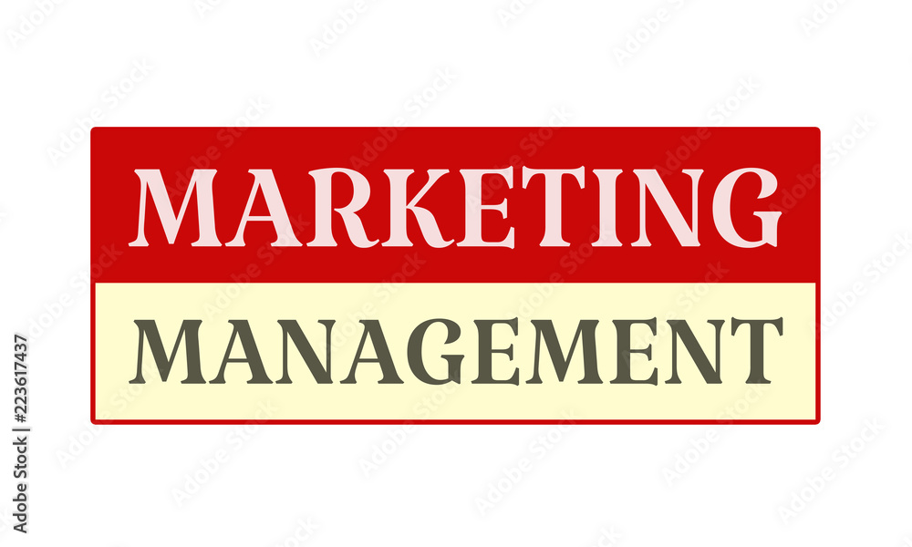 Marketing Management - written on red card on white background Stock ...