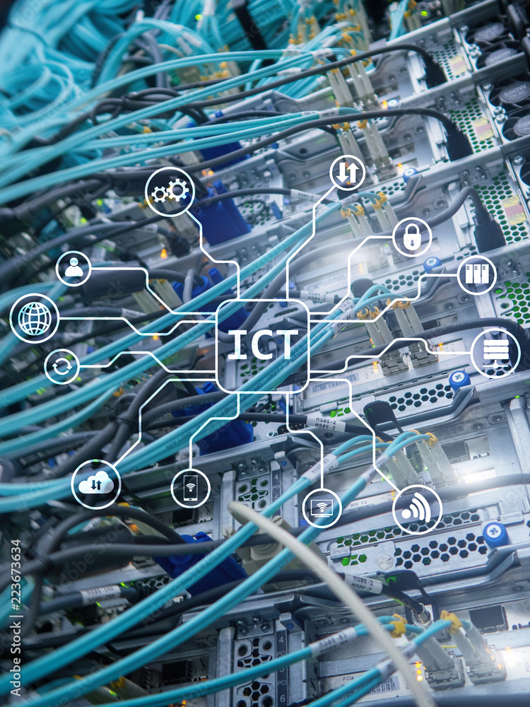 ICT - information and communications technology concept on server room ...