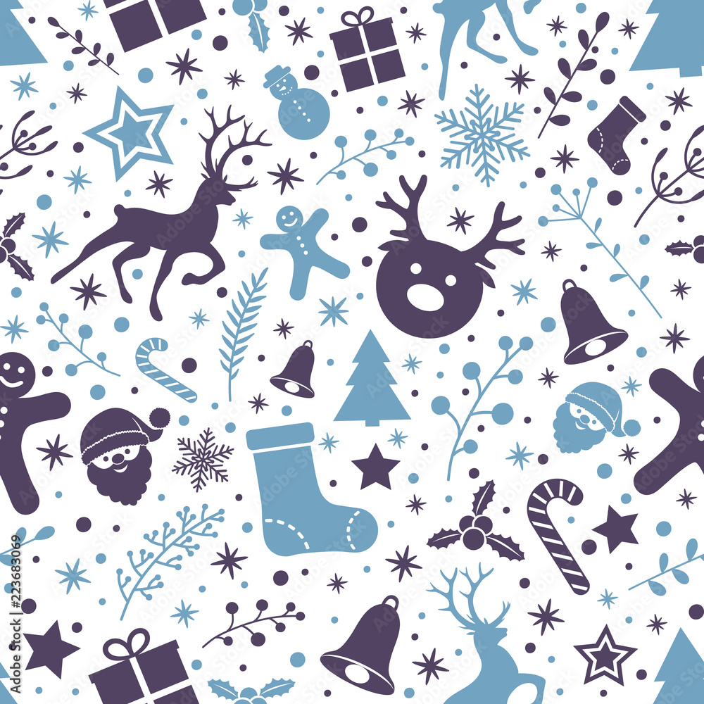 Concept of Christmas wrapping paper with seamless texture. Vector ...