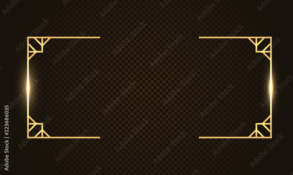 Gold rectangle luxury glow thin line box, frame, border, decorative ...