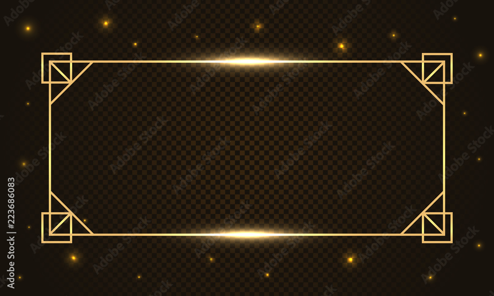 Gold rectangle luxury glow thin line box, frame, border, decorative ...