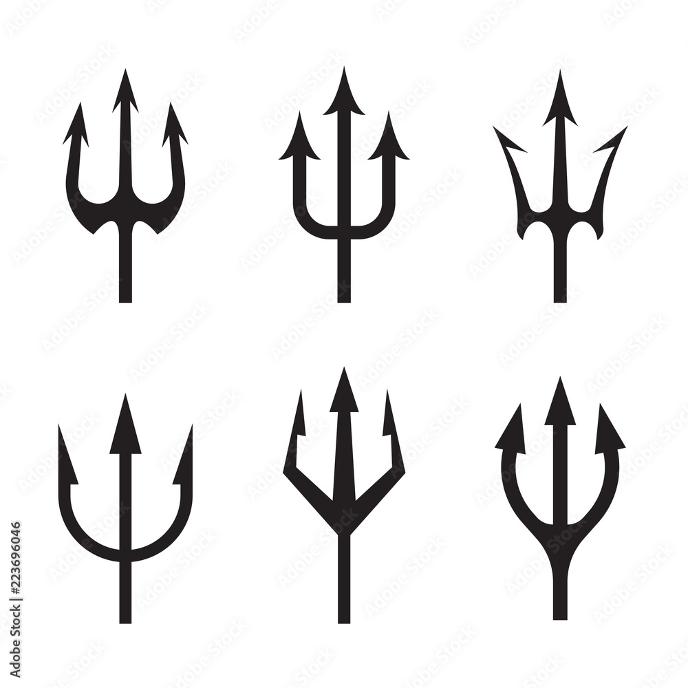 Trident, icon set. Vector illustration isolated on white background ...
